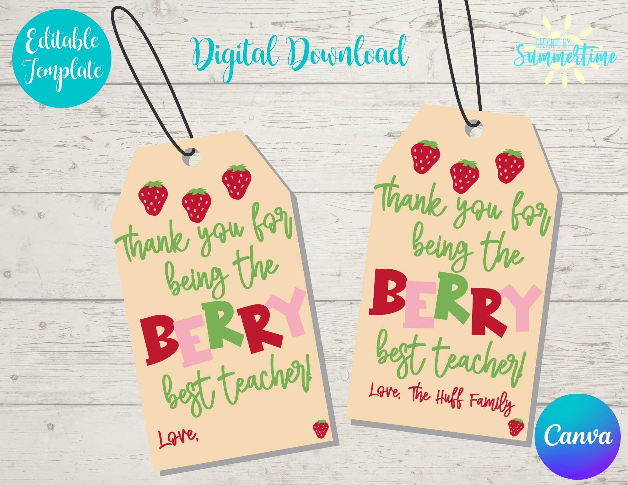 Editable Berry Favor Tag , Berry Sweet Summer Tag , End of School Tag ...