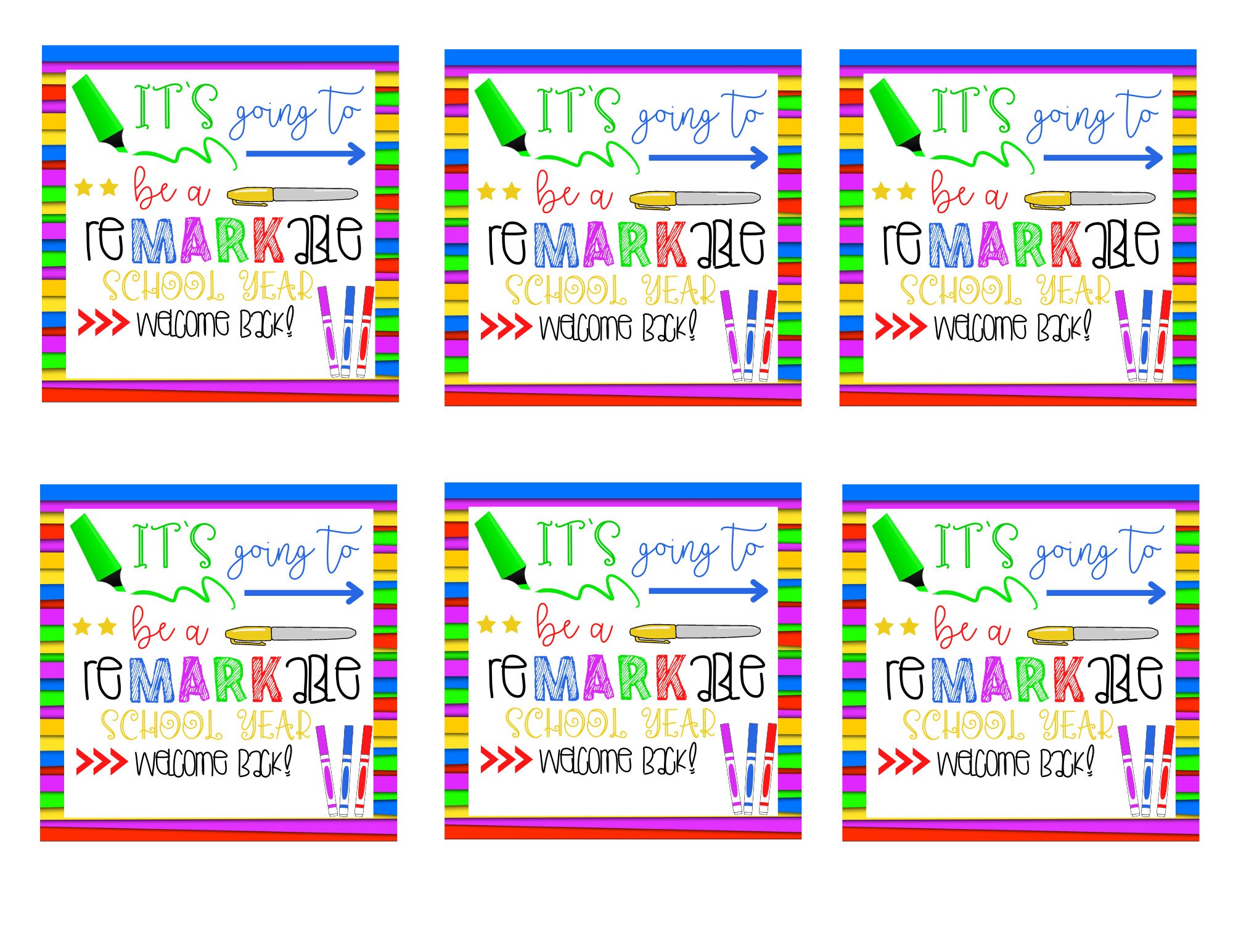 Editable Beginning of School Gift Tag , Remarkable Year Tag , School ...