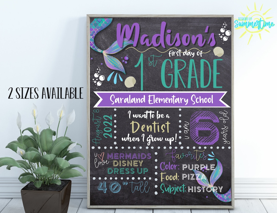 First Day of School Sign, Editable Photo Prop Sign, Mermaid First Day ...