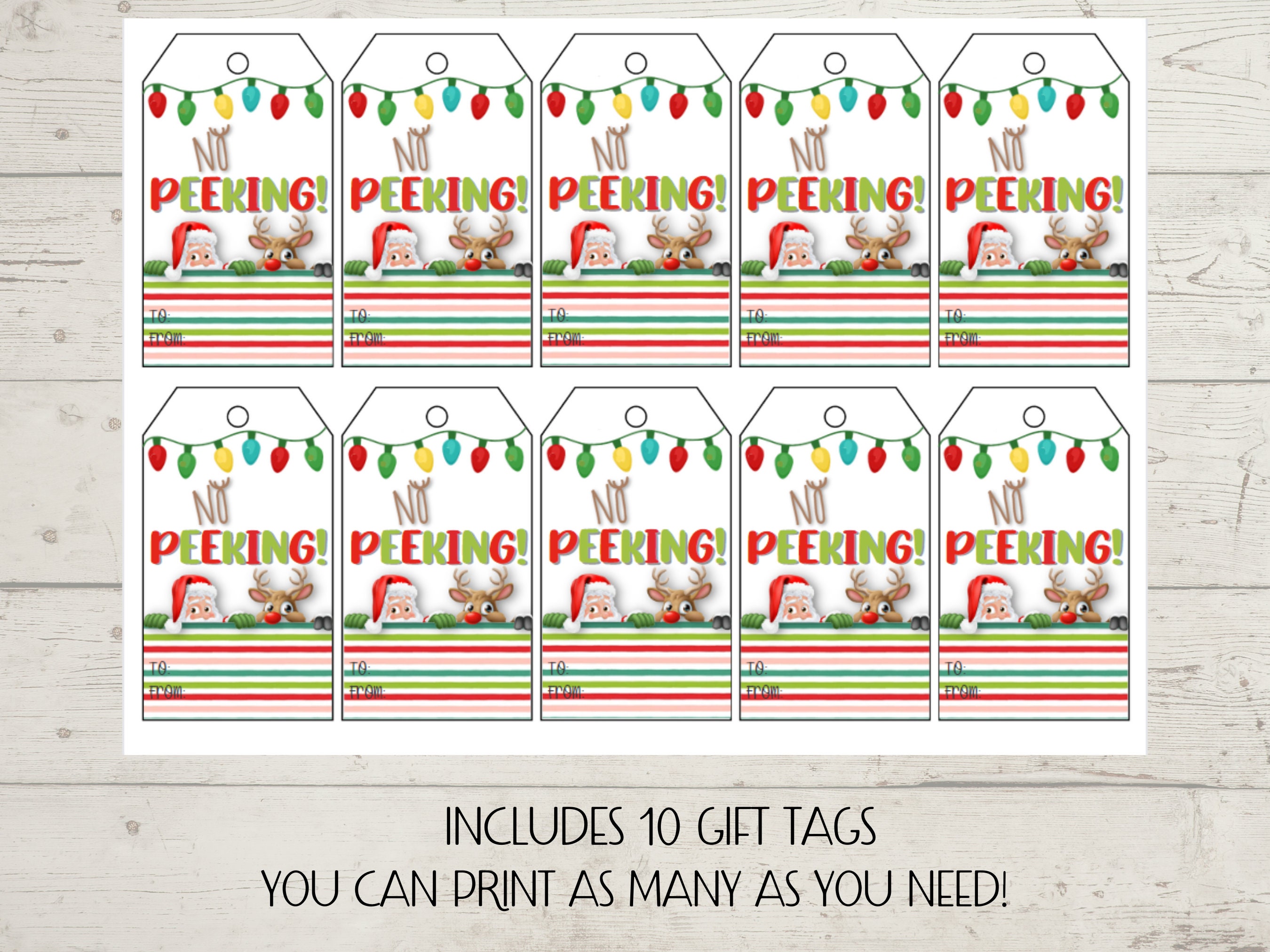 Editable Christmas Gift Tags No Peeking Gift Tag Santa - Etsy