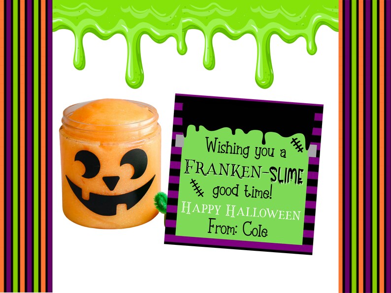 Editable Halloween Gift Tag , Franken-slime Halloween , Slime Gift Tag ...