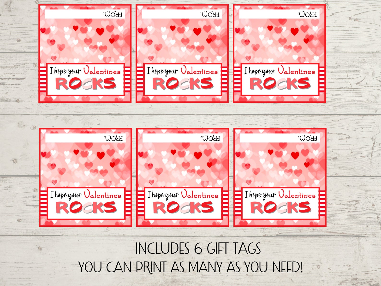 Editable Valentines Gift Tag, I Hope Your Valentines Rocks , Gift Tag ...