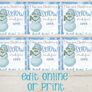 Editable Christmas Gift Tag, Snow Much Fun , Snowman Gift Tag, Gift Tag ...