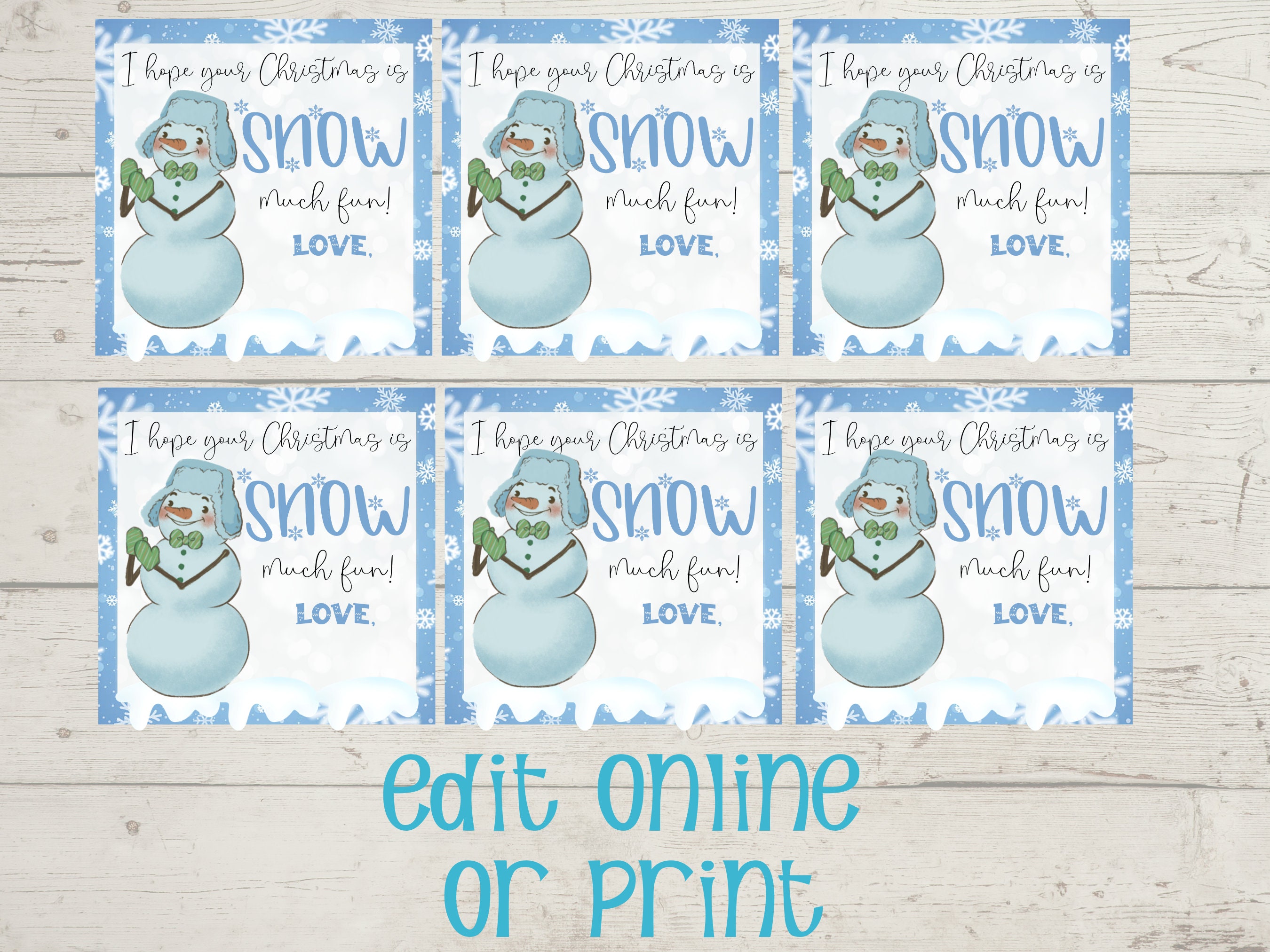 Editable Christmas Gift Tag, Snow Much Fun , Snowman Gift Tag, Gift Tag ...