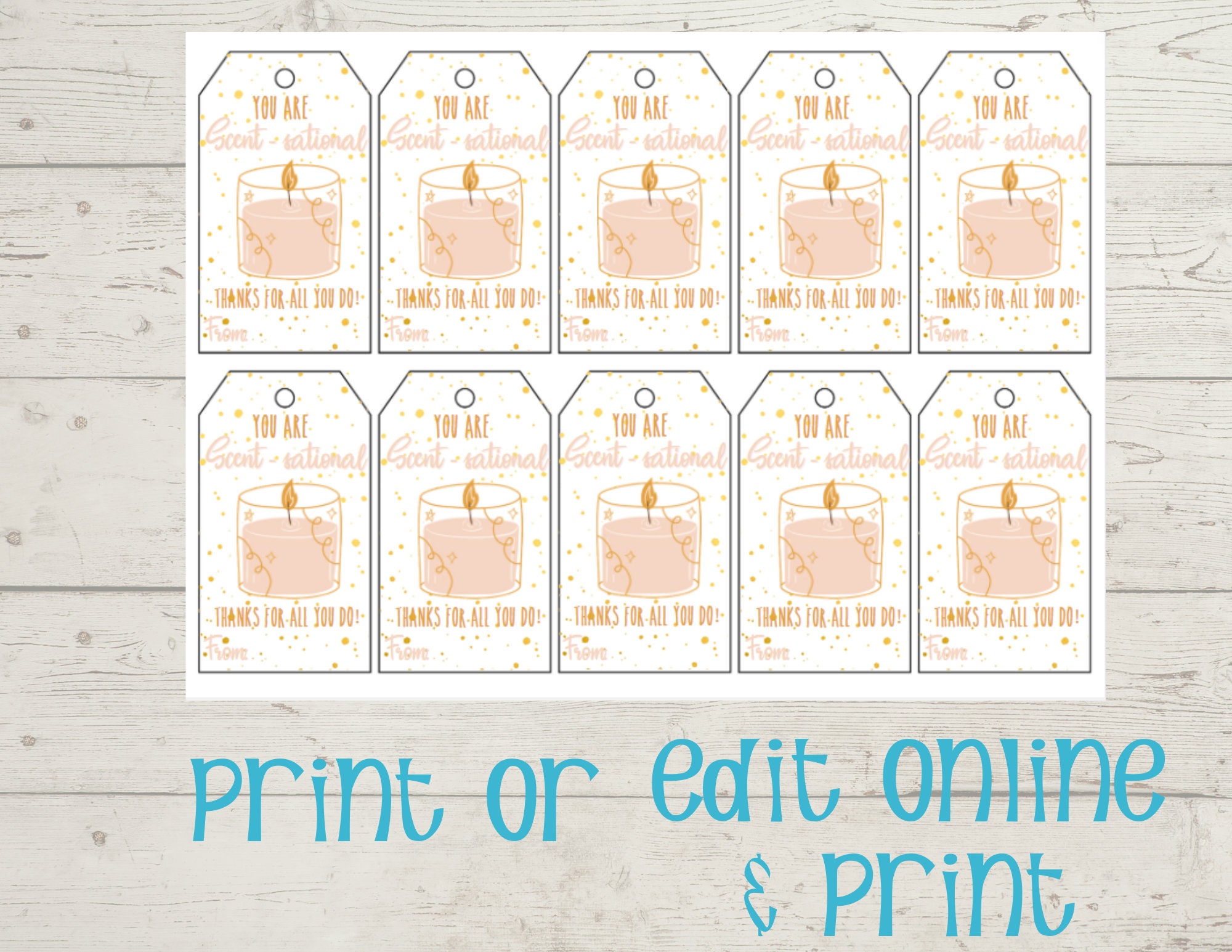 Editable Scent-sational Gift Tag , Candle Appreciation Gift ,candle ...