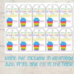 Editable End of Year Gift Tag , Poppin Summer Tag , End of Year Gift ...