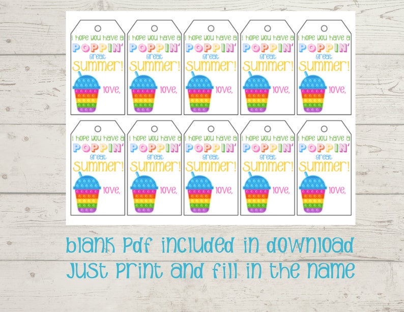 Editable End of Year Gift Tag , Poppin Summer Tag , End of Year Gift ...