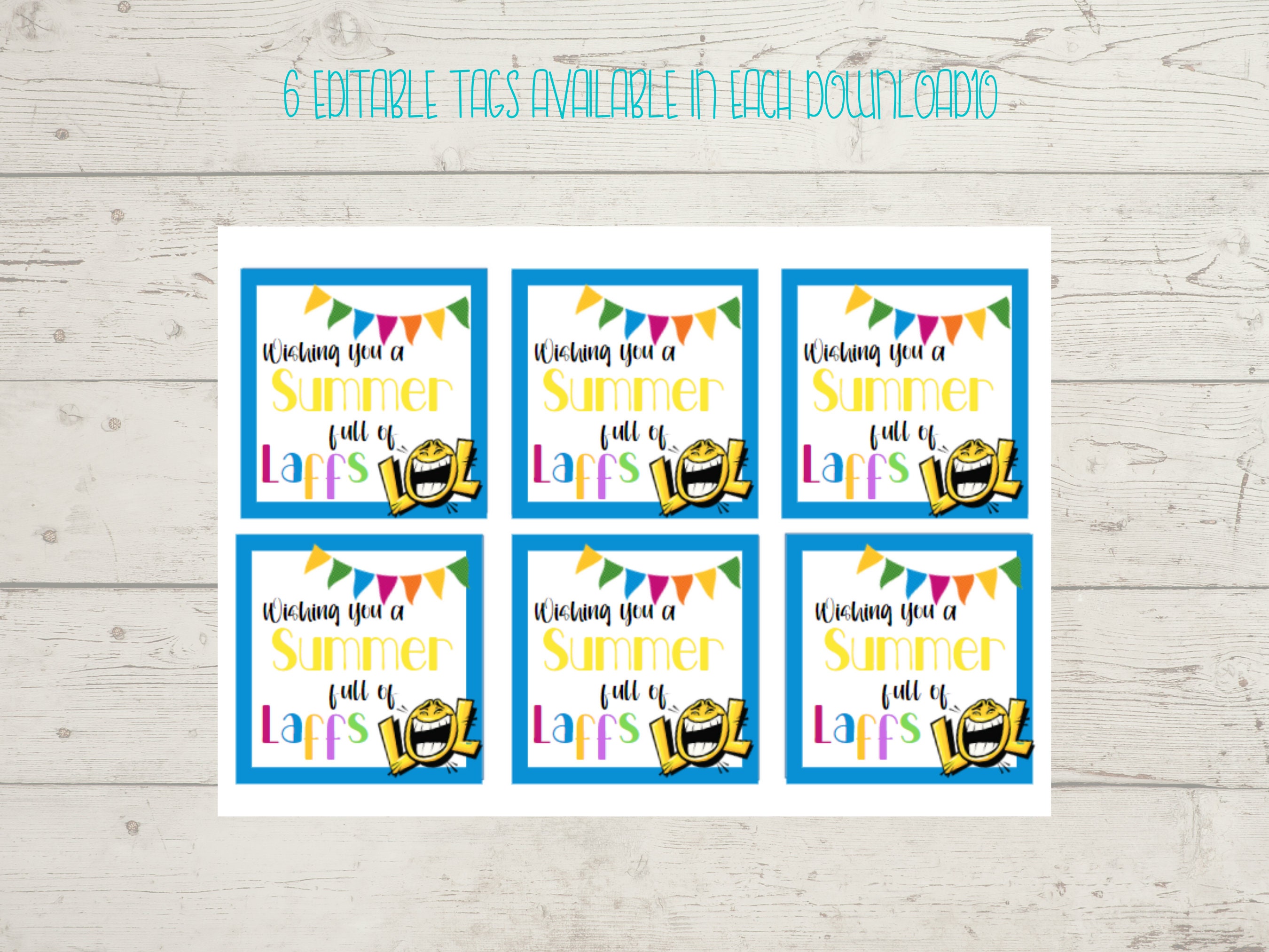 Editable End of Year Gift Tag , Summer Full of Laffs Tag , End of Year ...