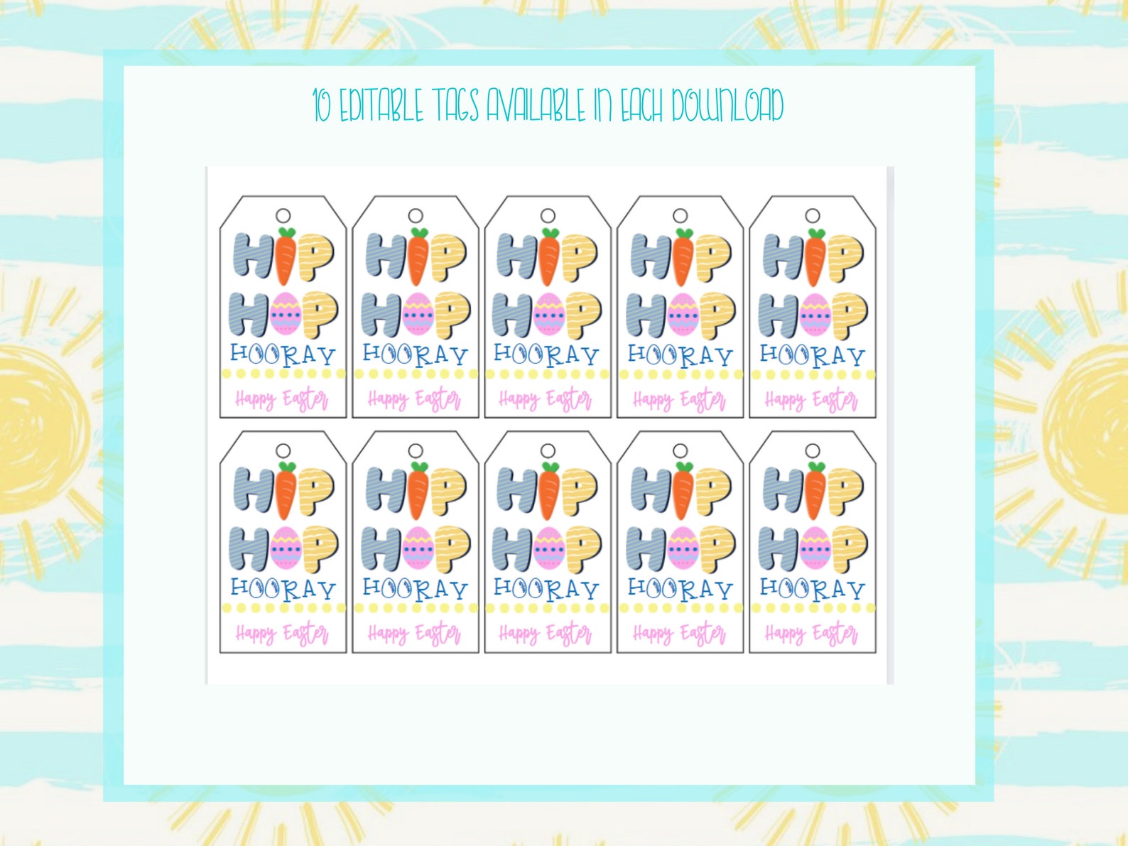 Editable Hip Hop Hooray Favor Tag , Hip Hop Hooray Tag , Easter Tag ...