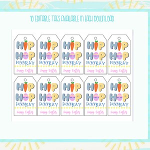Editable Hip Hop Hooray Favor Tag , Hip Hop Hooray Tag , Easter Tag ...