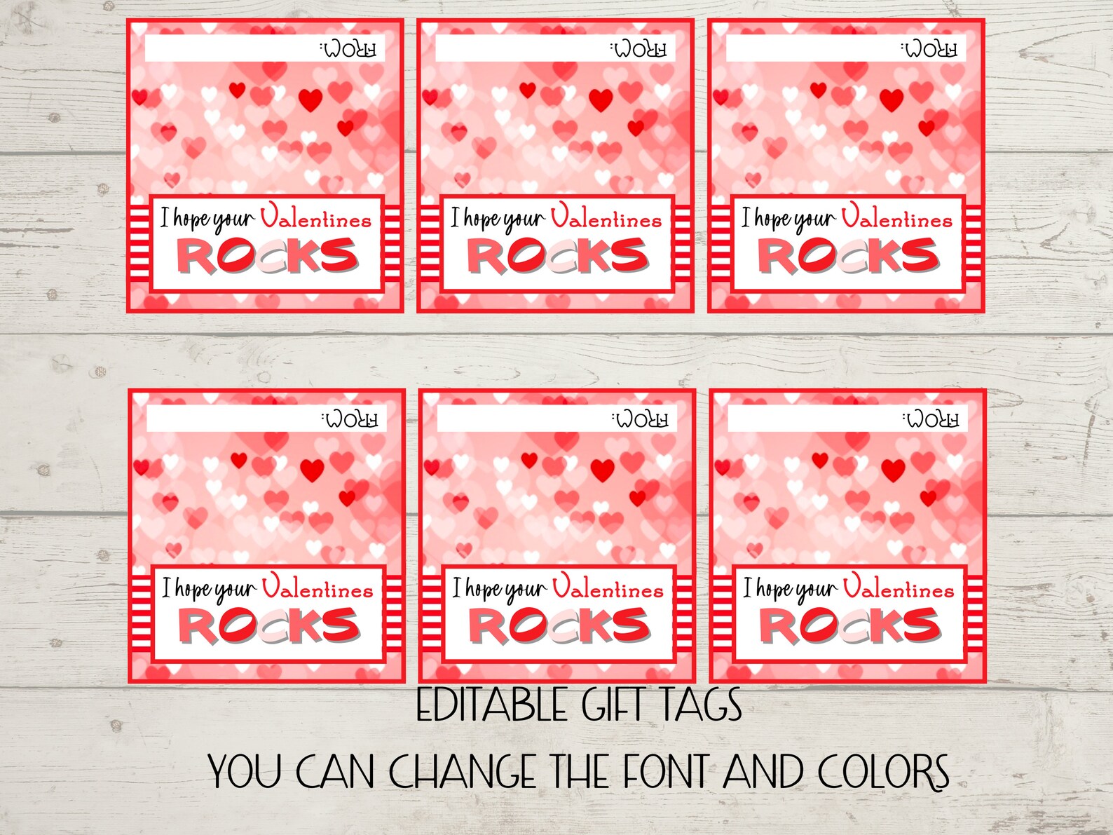 Editable Valentines Gift Tag, I Hope Your Valentines Rocks , Gift Tag ...