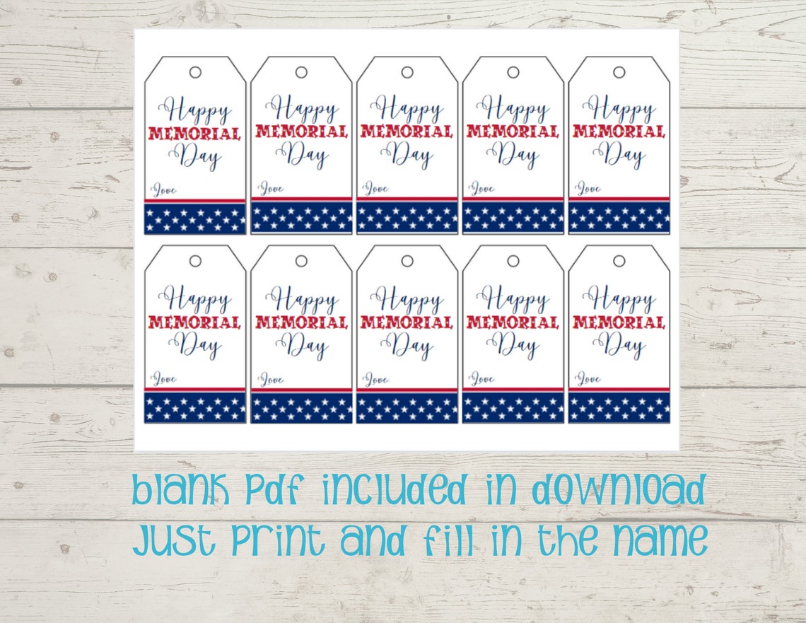 Editable Memorial Day Gift Tag , Memorial Day Favor Tag Template ...
