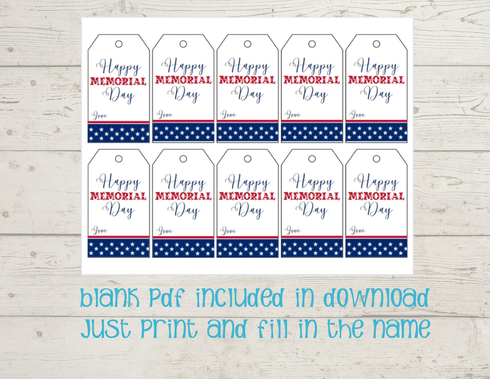 Editable Memorial Day Gift Tag , Memorial Day Favor Tag Template ...