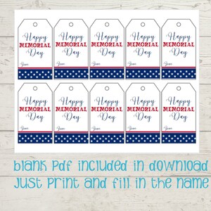 Editable Memorial Day Gift Tag , Memorial Day Favor Tag Template ...