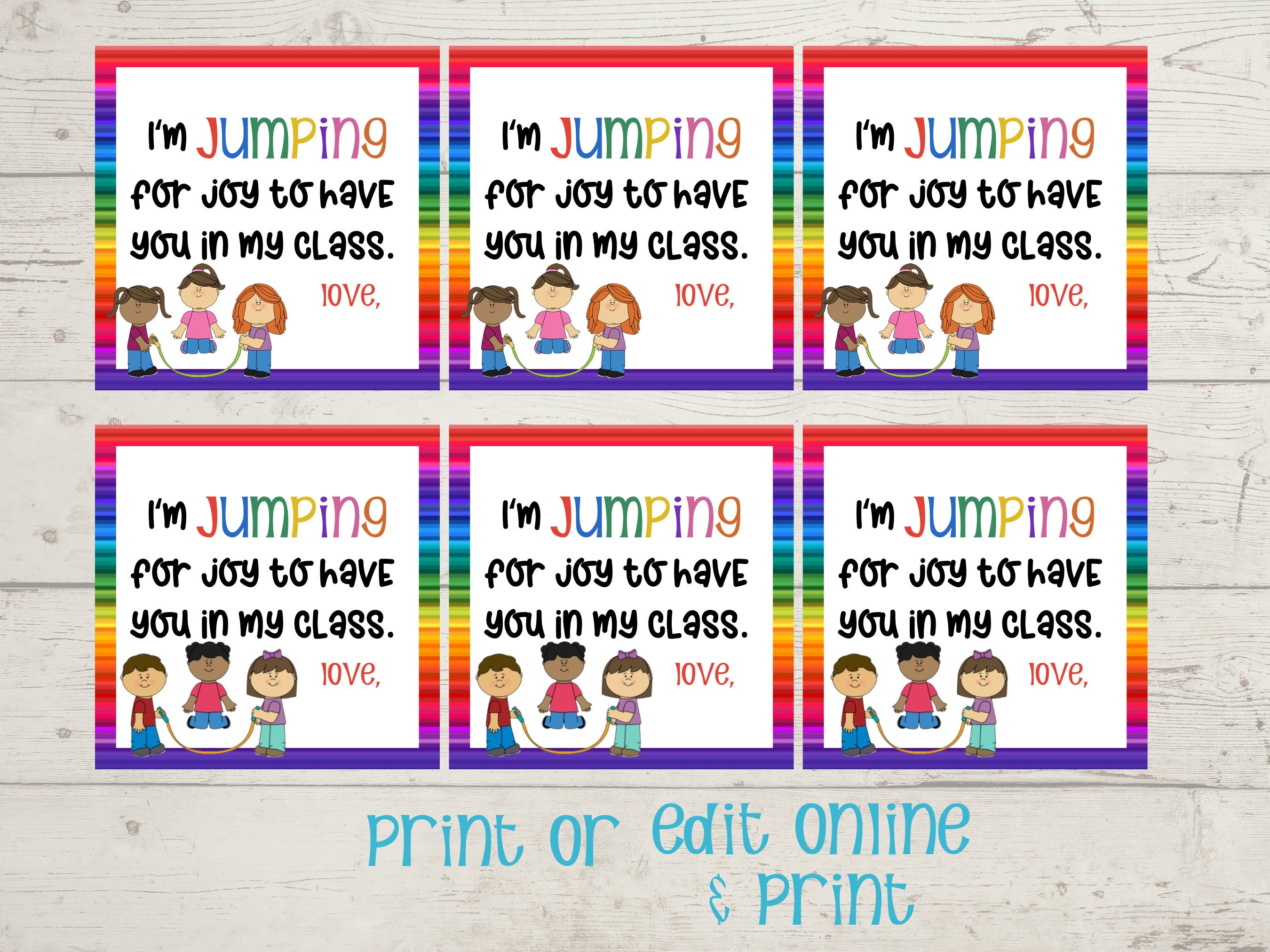 Editable Jump Rope Gift Tag , Jumping for Joy , First Day of School ...