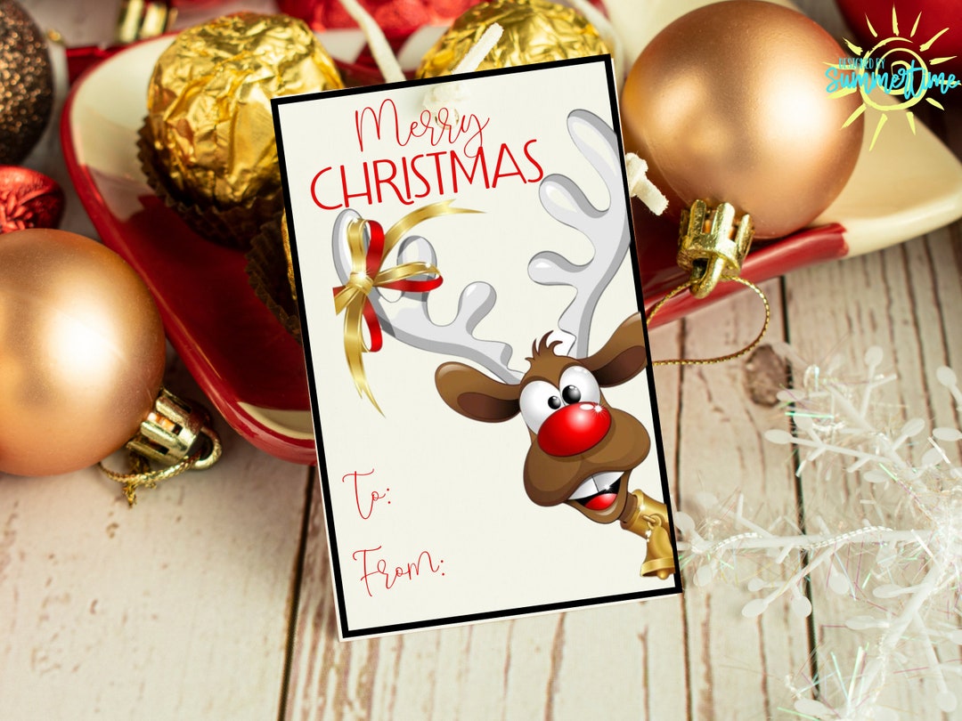 Editable Christmas Gift Tag, Reindeer Gift Tag, Tag for Gifts Presents ...