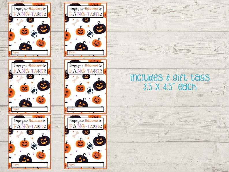 Editable Halloween Gift Tag , Fang-tastic Halloween , Gift Tag for ...
