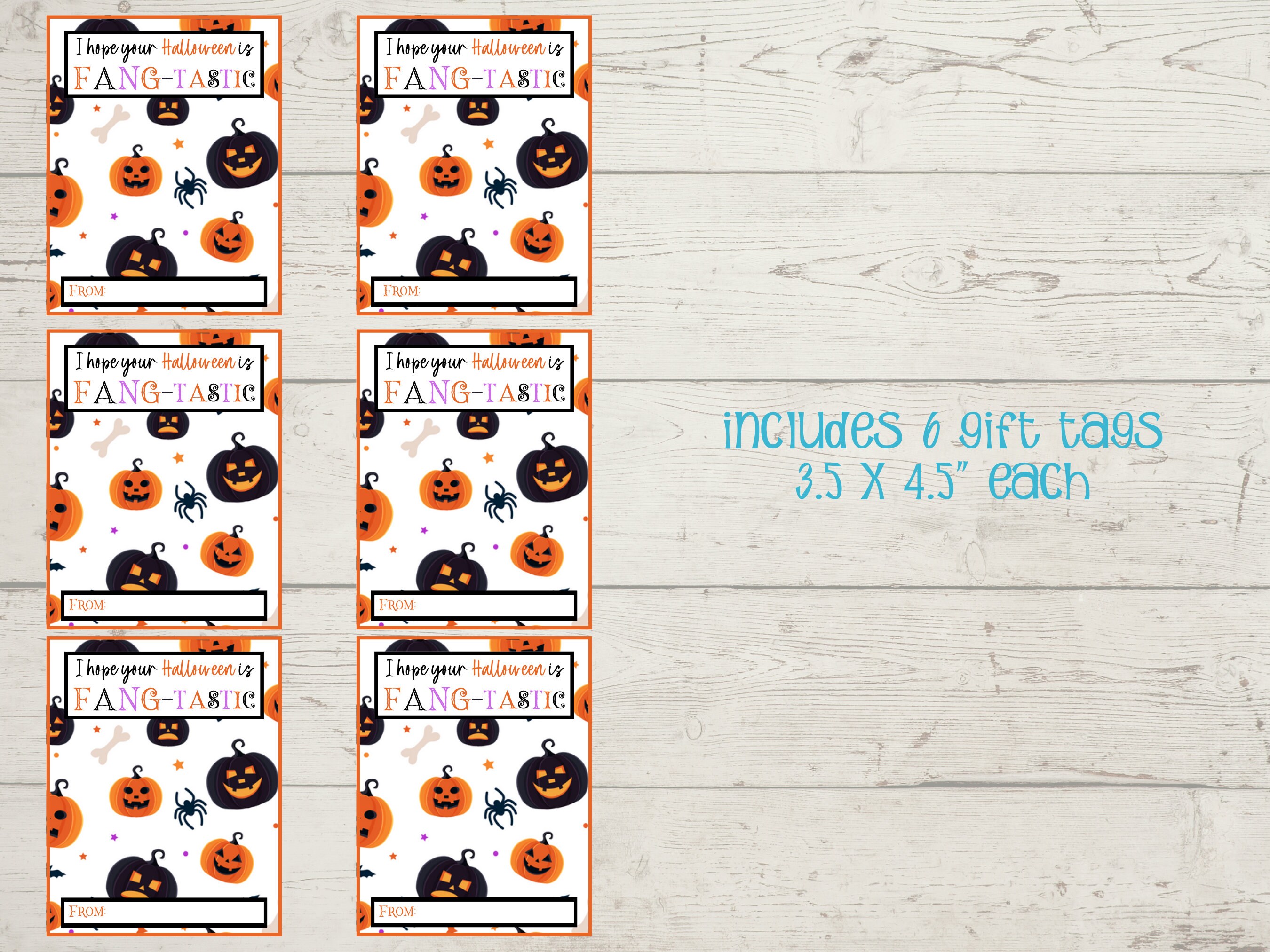 Editable Halloween Gift Tag , Fang-tastic Halloween , Gift Tag for ...