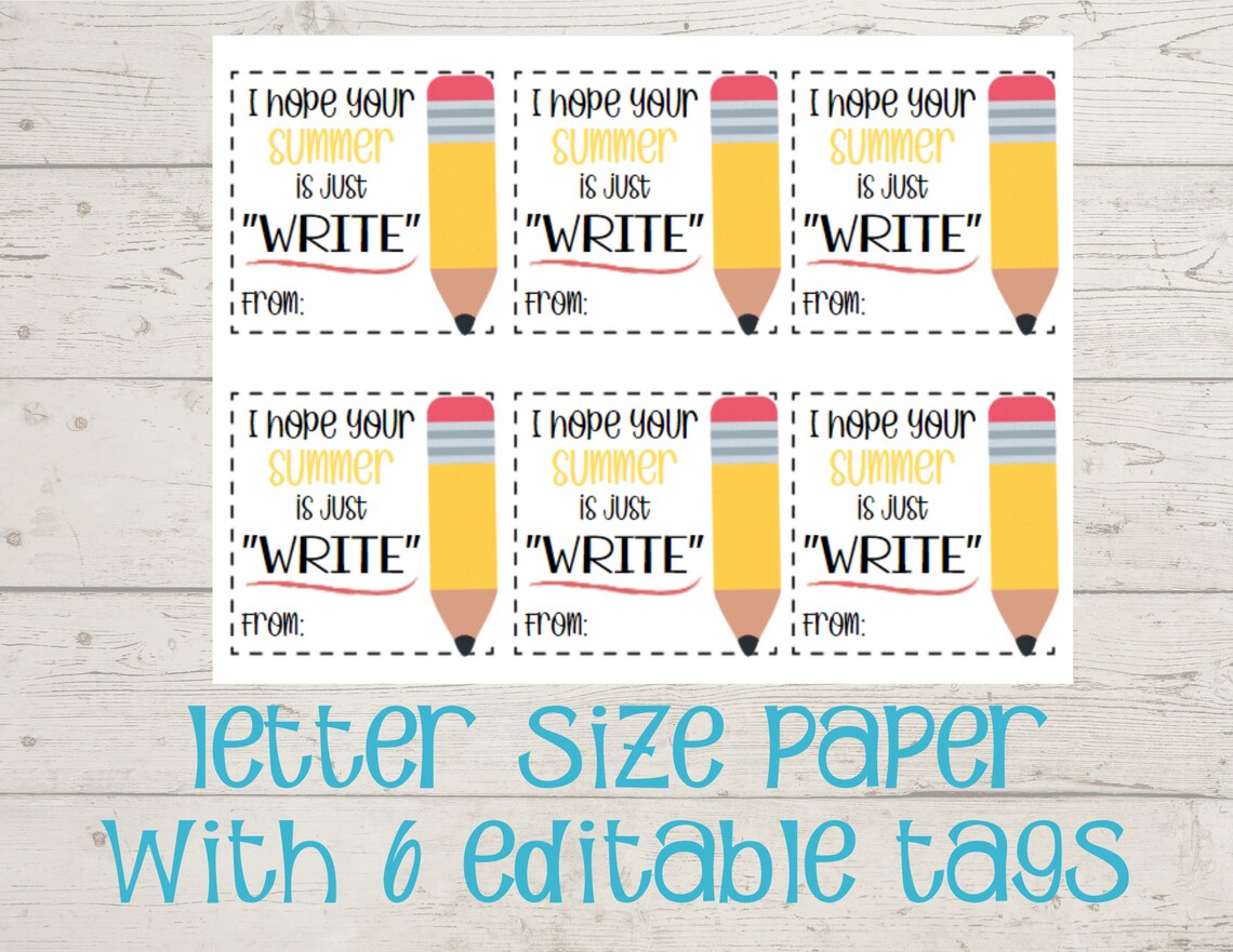 Editable Pencil Favor Tag Just Write by Tag End of School | Etsy
