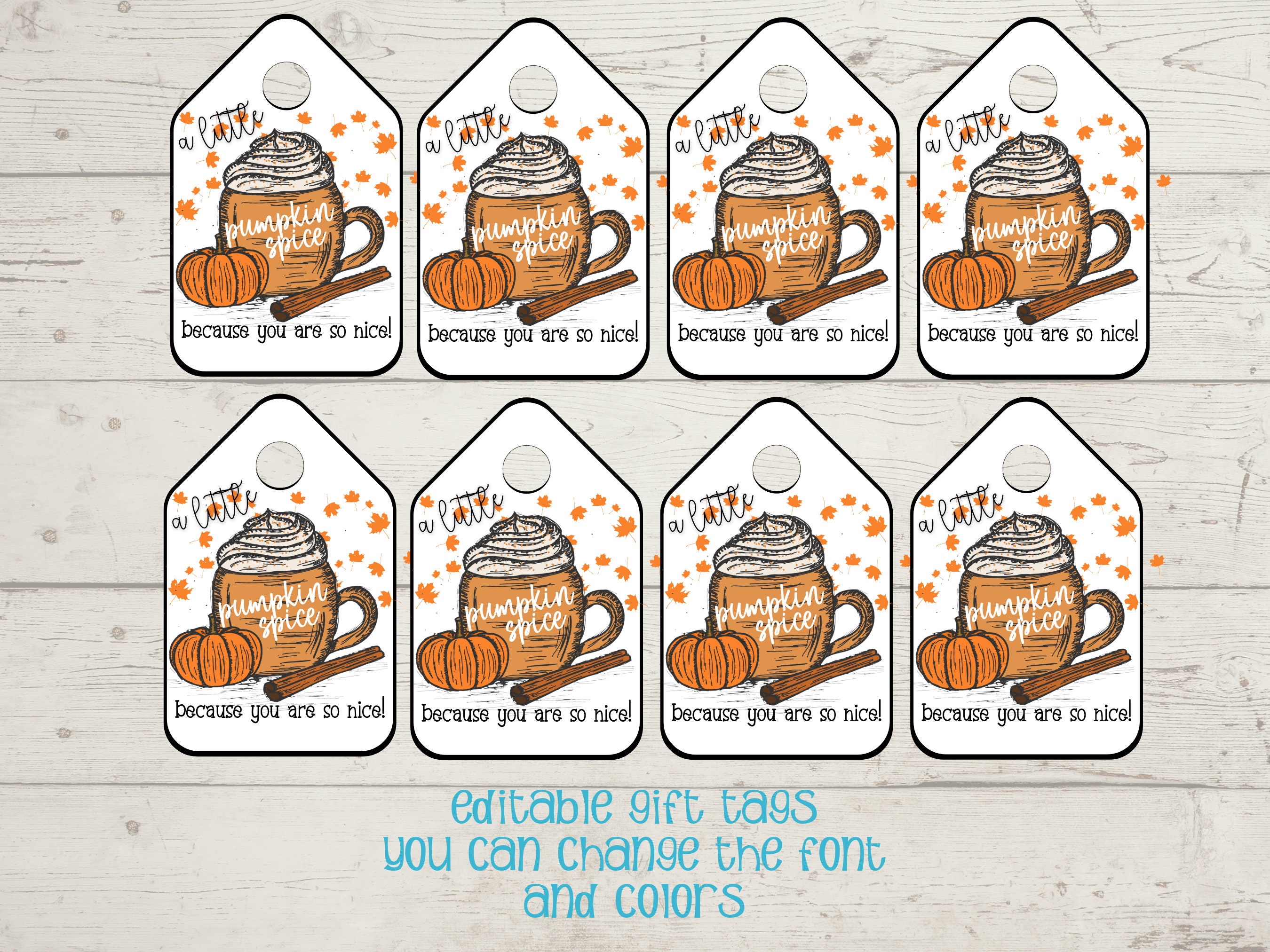 Editable Fall Autumn Gift Tag Pumpkin Spice Gift Tag for - Etsy