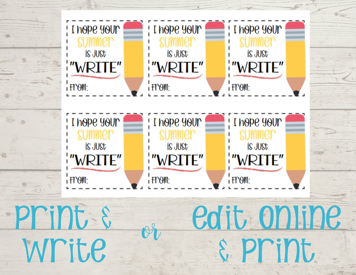 Editable Pencil Favor Tag Just Write by Tag End of School | Etsy