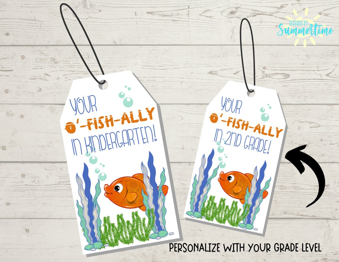 Editable Beginning of School Gift Tag O-fish-ally Gift Tag - Etsy