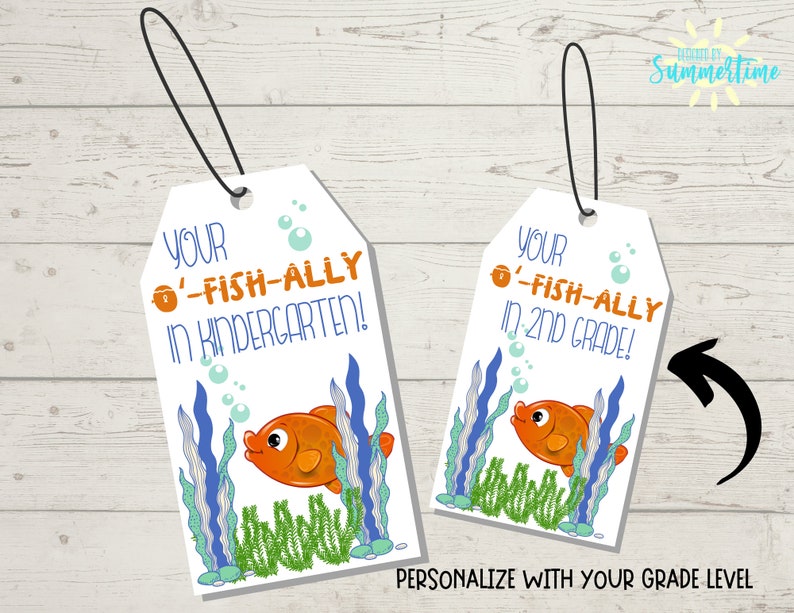 Editable Beginning of School Gift Tag O-fish-ally Gift Tag - Etsy