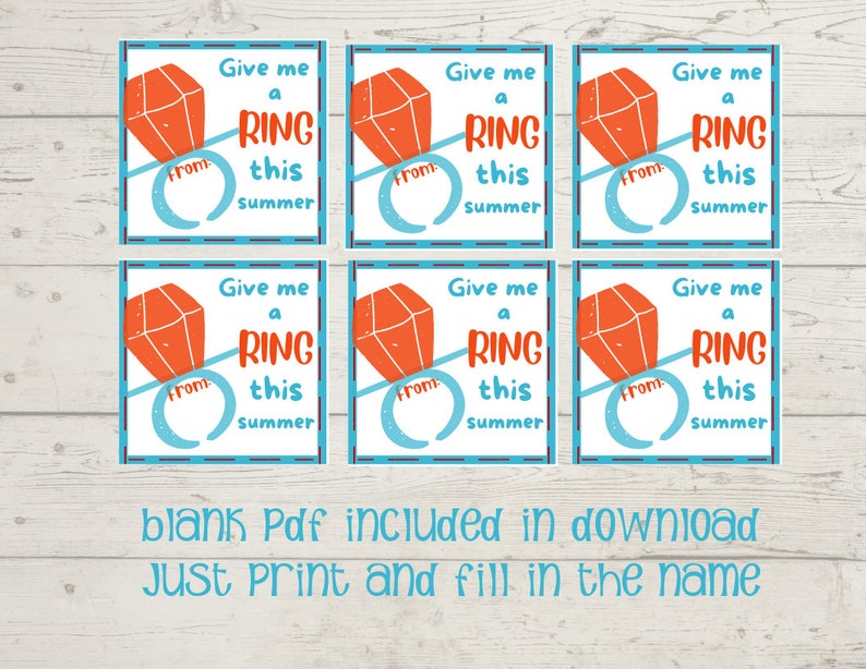 Editable Ring Pop Gift Tag , Gift Tag , End of Year Gift Tags for ...