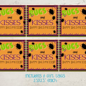 Editable Halloween Gift Tag , Bugs and Kisses , Gift Tag for Students ...