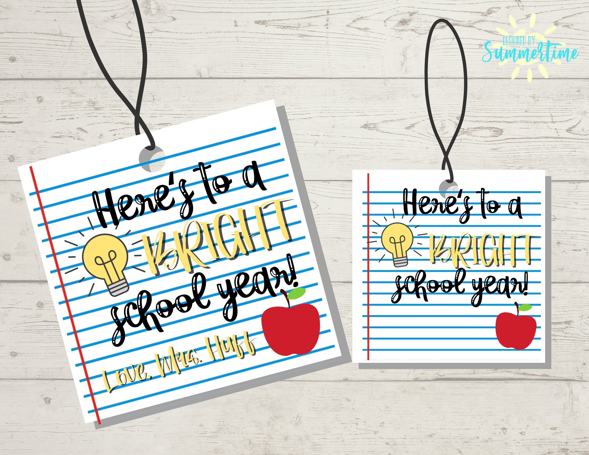 Editable Beginning of School Gift Tag , Bright School Year Tag , School ...