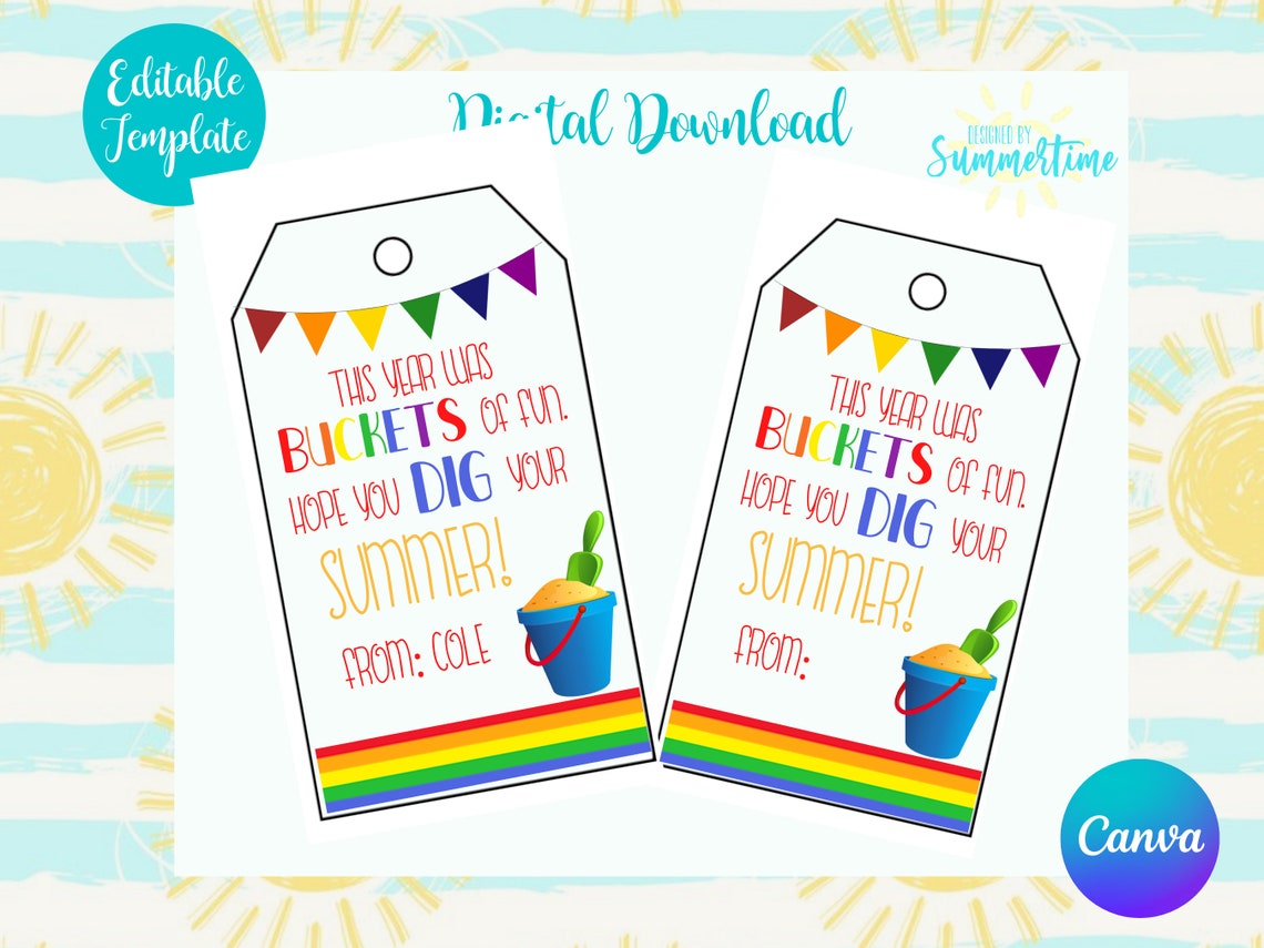 Editable End of Year Gift Tag Buckets of Fun Tag End of | Etsy