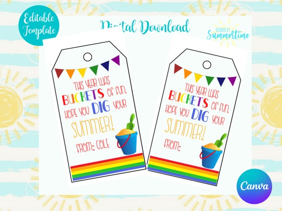 Editable End of Year Gift Tag Buckets of Fun Tag End of | Etsy
