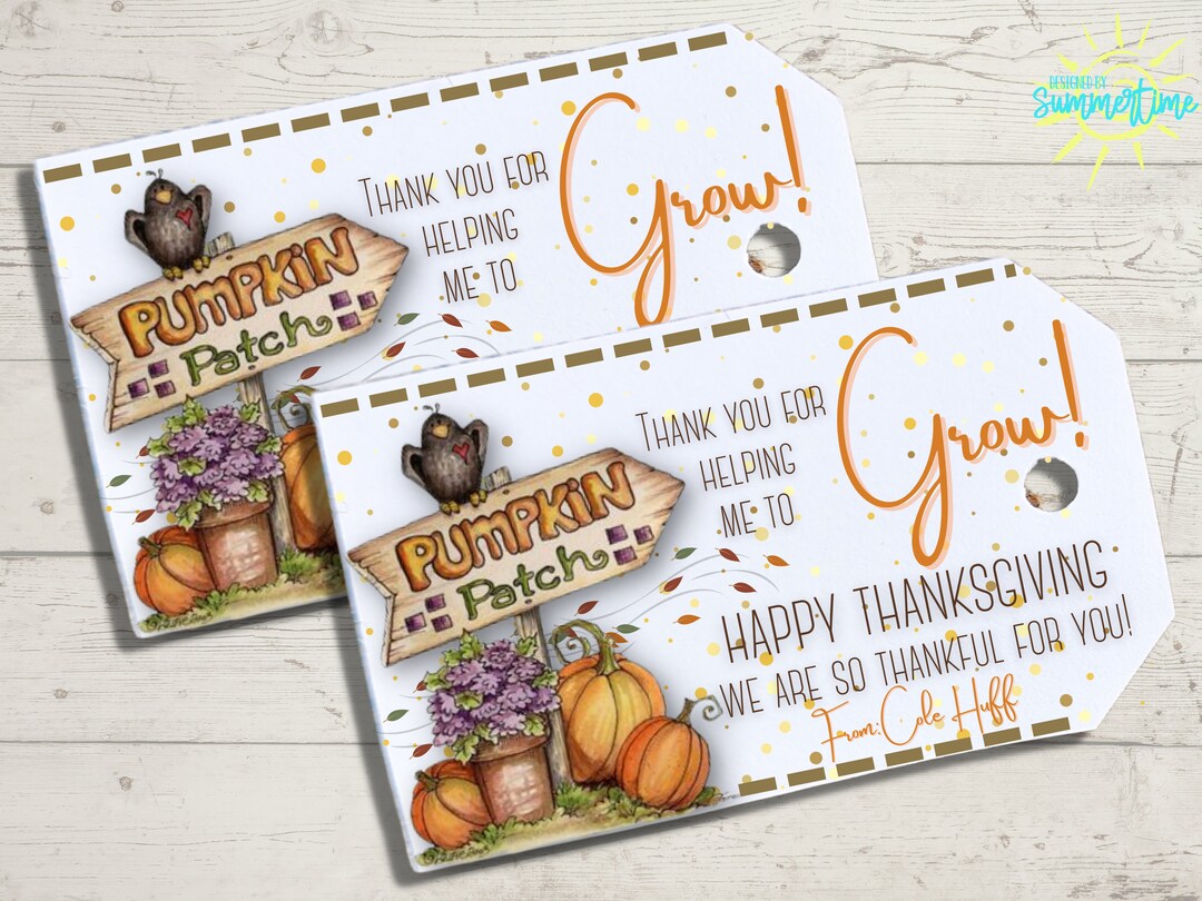 Editable Helping Me to Grow, Fall Gift Tag for Students Teachers ...