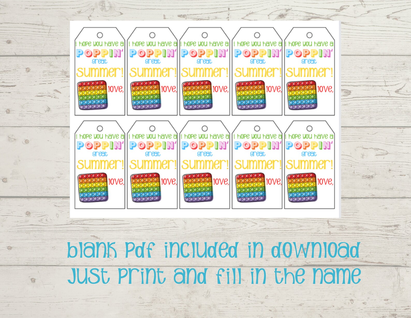 Editable End of Year Gift Tag , Poppin Summer Tag , End of Year Gift ...