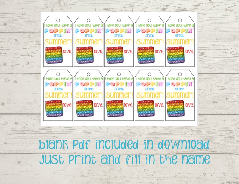 Editable End of Year Gift Tag , Poppin Summer Tag , End of Year Gift ...