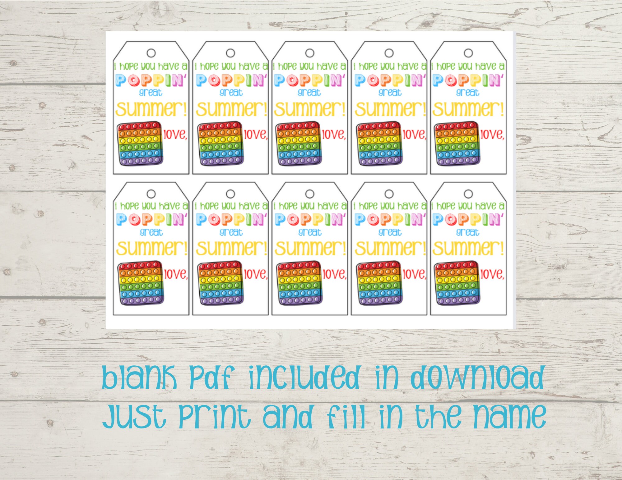 Editable End of Year Gift Tag , Poppin Summer Tag , End of Year Gift ...