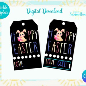 Editable Hoppy Easter Favor Tag , Hoppy Easter , Eastertag , Easter ...