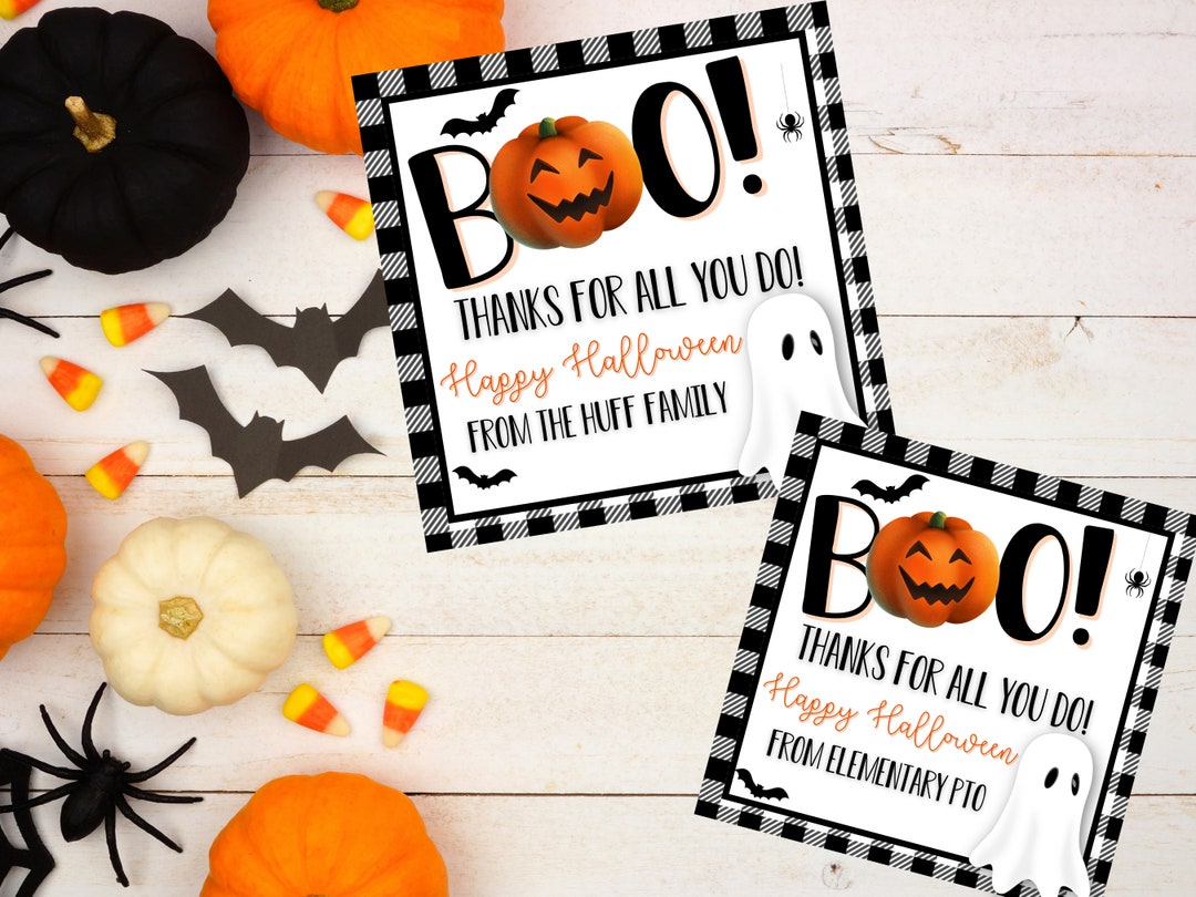 Editable Halloween Gift Tag , Boo Thanks for All You Do, Gift Tag for ...