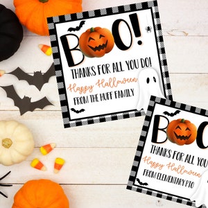 Editable Halloween Gift Tag , Boo Thanks for All You Do, Gift Tag for ...