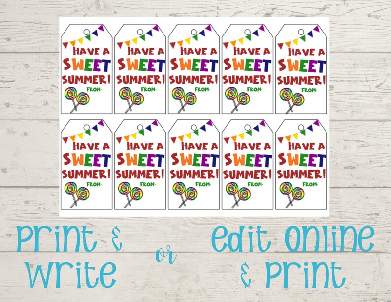 Editable End of Year Gift Tag Sweet Summer Tag End of Year - Etsy