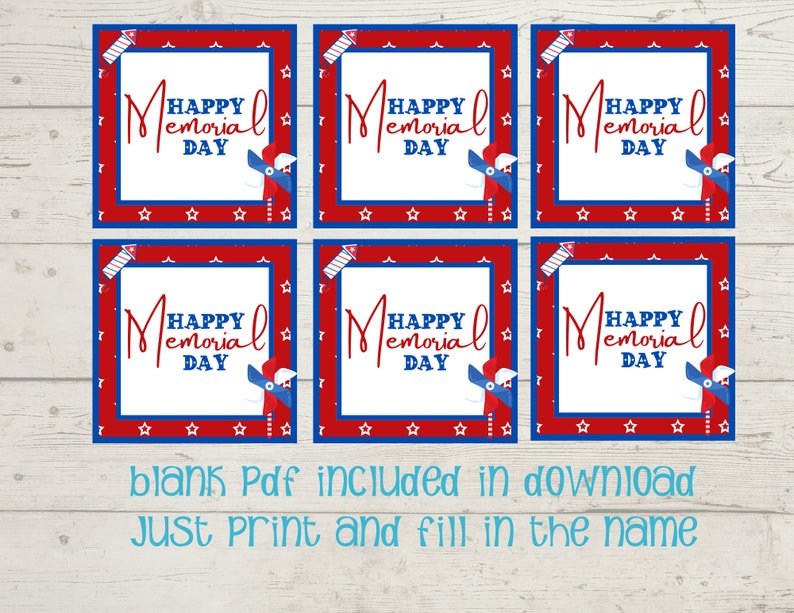 Editable Memorial Day Gift Tag , Memorial Day Favor Tag Template ...