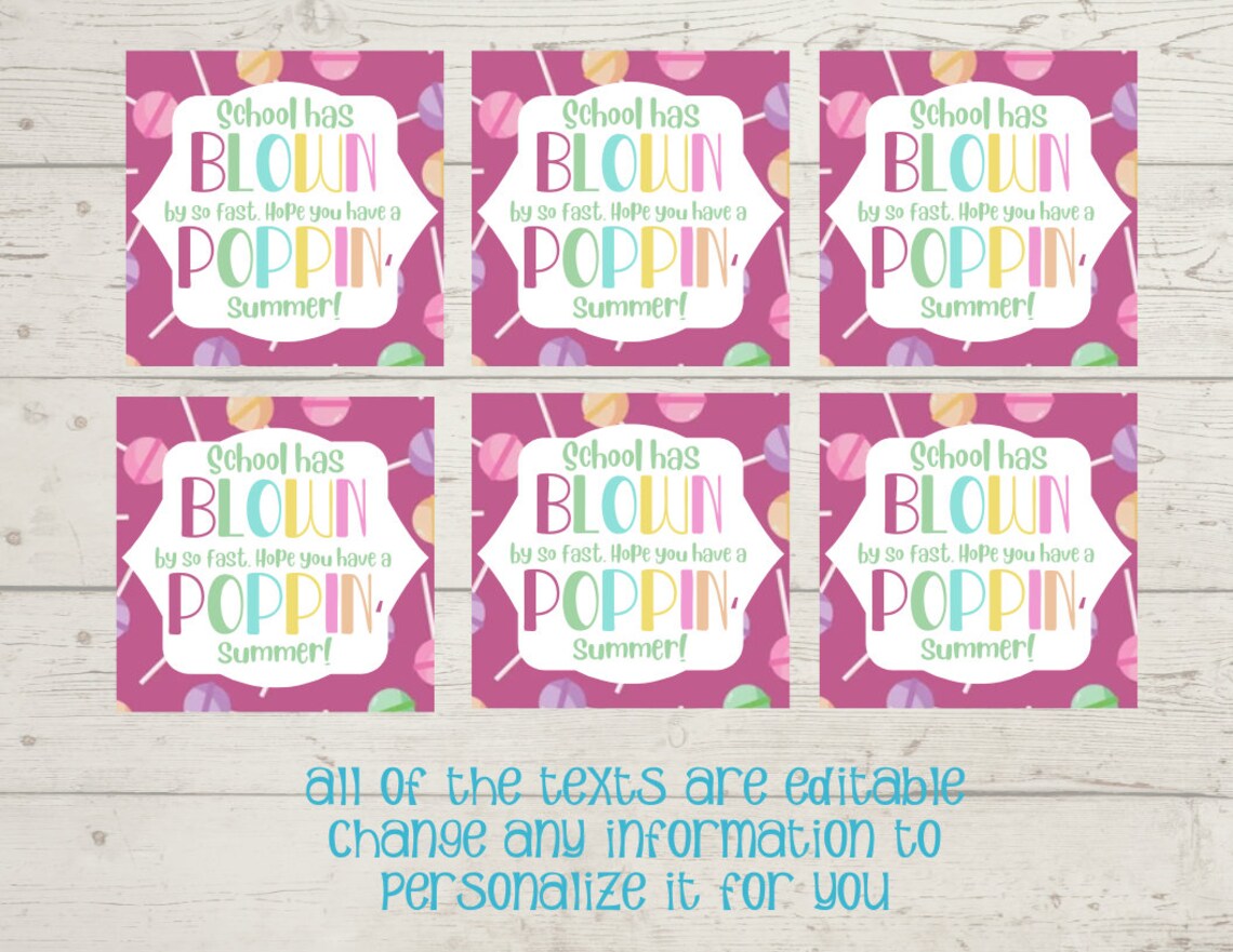 Editable Blow Pop Gift Tag Gift Tag End of Year Gift Tags - Etsy
