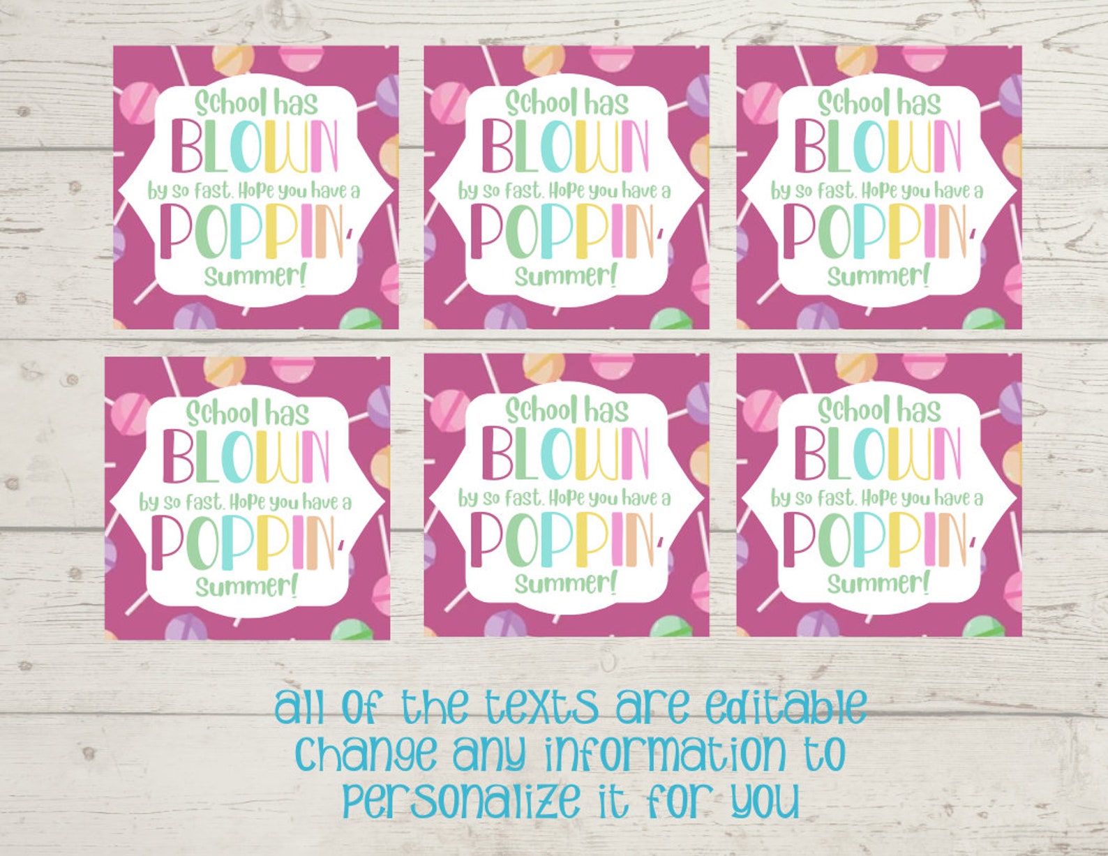 Editable Blow Pop Gift Tag, Gift Tag, End of Year Gift Tags for ...