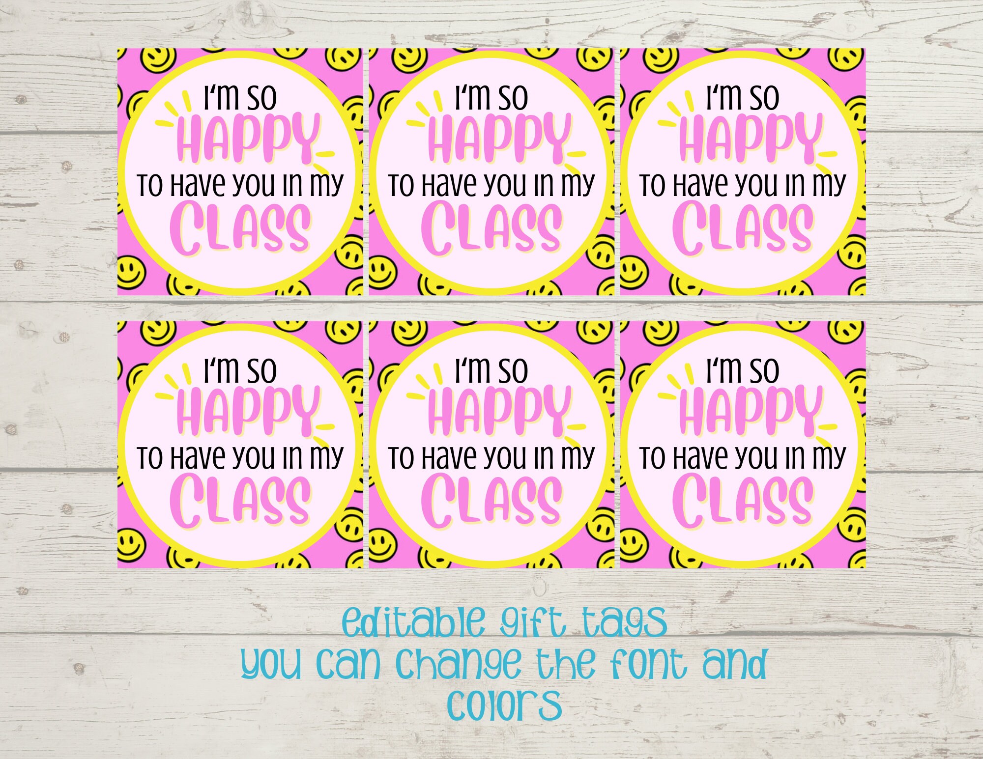 Editable Beginning of School Gift Tag , Happy Face Gift Tag , Gift Tags ...