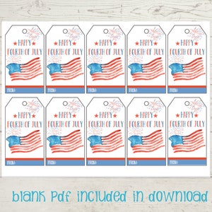 Editable Fourth of July Gift Tag , Fourth of July Favor Tag Template ...