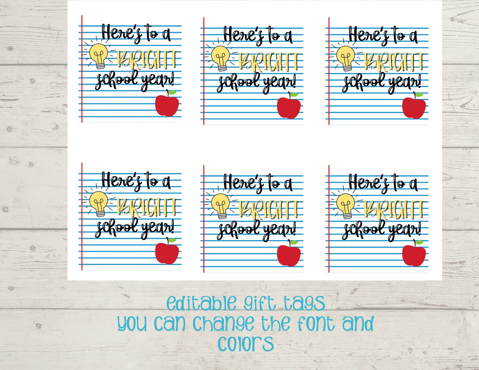Editable Beginning of School Gift Tag , Bright School Year Tag , School ...