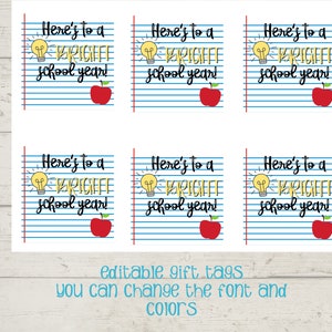 Editable Beginning of School Gift Tag , Bright School Year Tag , School ...