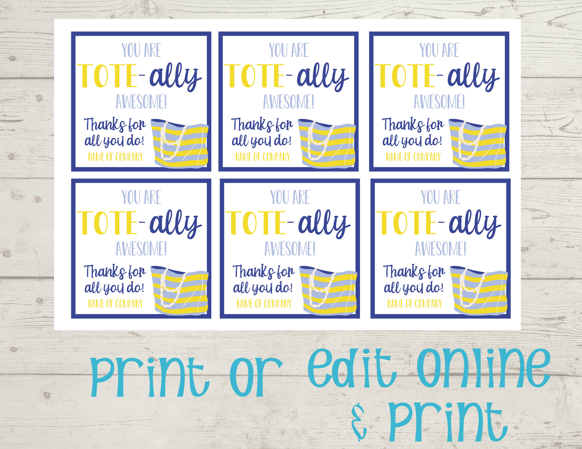 Editable Tote Gift Tag , Tote-ally Appreciation Tag , Staff ...