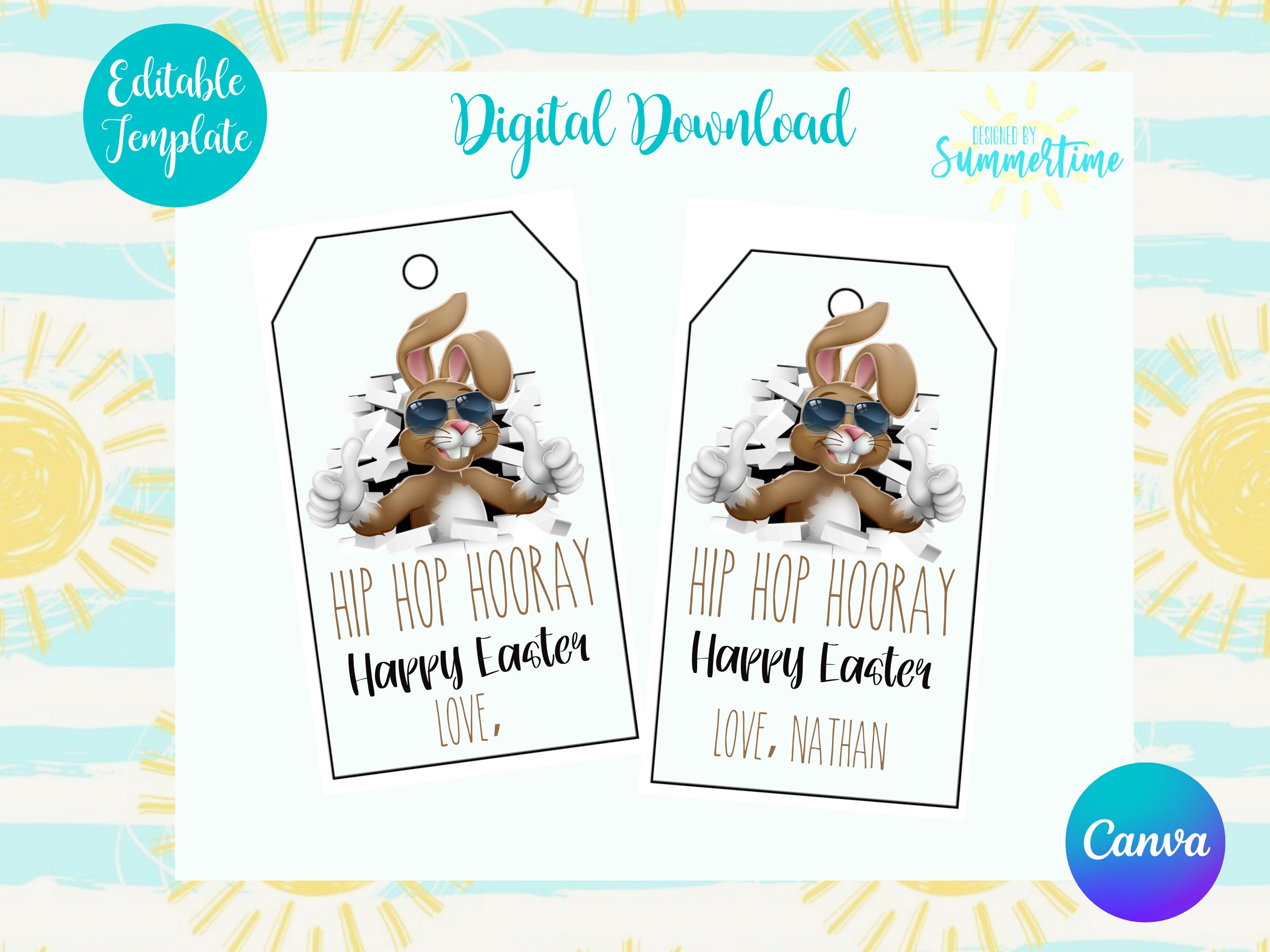 Editable Hip Hop Hooray Favor Tag , Hip Hop Hooray Tag , Easter Tag ...