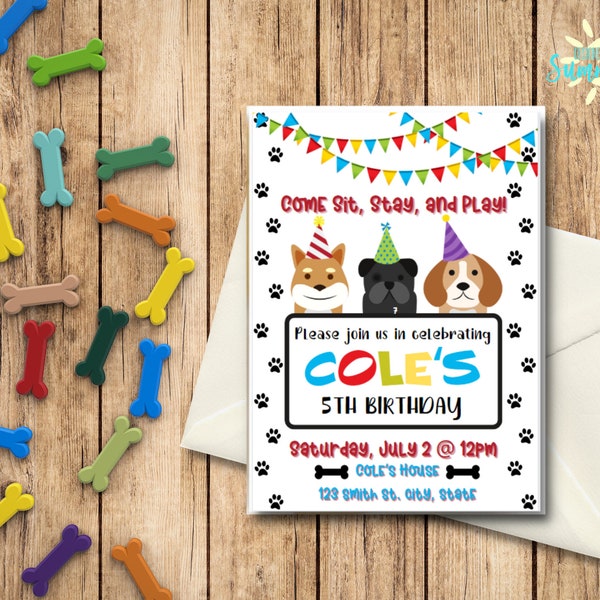 Come Sit Stay Birthday Party Invitation - Etsy